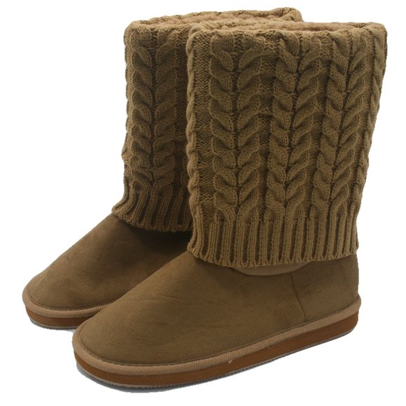 Shoes | Womens Winter Boots Knit Crochet Sweater Boot Tan Size 6 1 11 ...